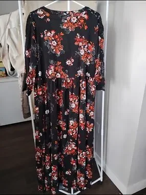 torrid | Dresses | Torrid Womens V Neck Button Fron Orange Floral Maxi ...